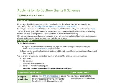 Guidance on Applying for Horticulture Grants and Schemes | Farming Connect
