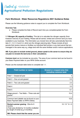 Farm Workbook - Water Resources Regulations 2021 Guidance Notes - 14/02 ...